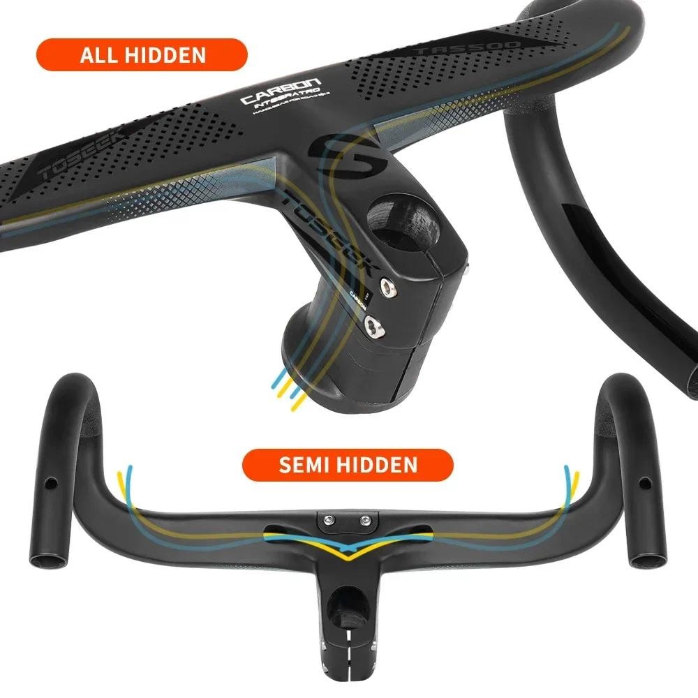 TOSEEK 2024New Full Internal Cable Routing Road Bicycle Handlebar T800 ...