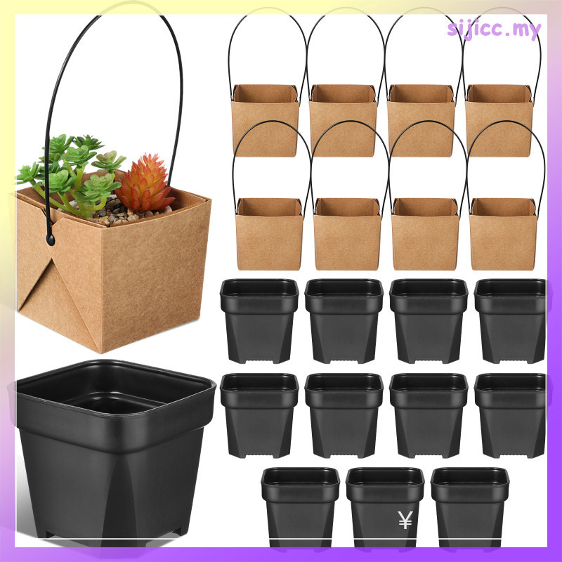 12 Sets Waterproof Kraft Paper Flower Pot Wrap with Drainage Mini Small ...