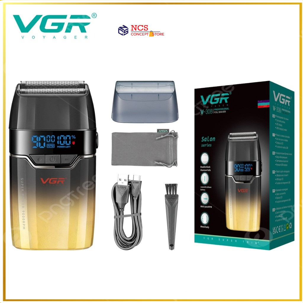 VGR V-308 Professional Hair Shaver 9000RPM Double Foil Salon Series ...
