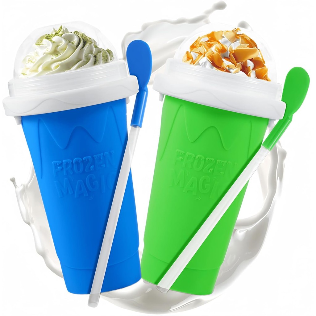Slushie Cup, 2 Pack Slushy Maker Cup with Lid & Straw for Kids Friends ...