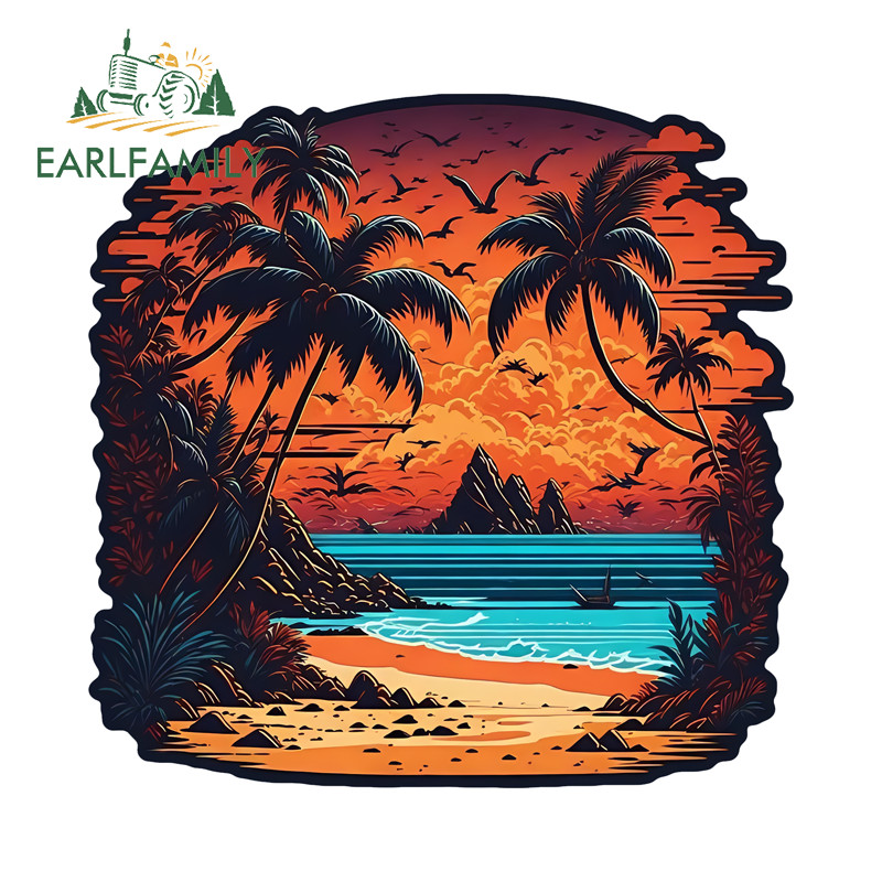 EARLFAMILY Oil Painting Landscape Cool Car Stickers Amusing Personality ...