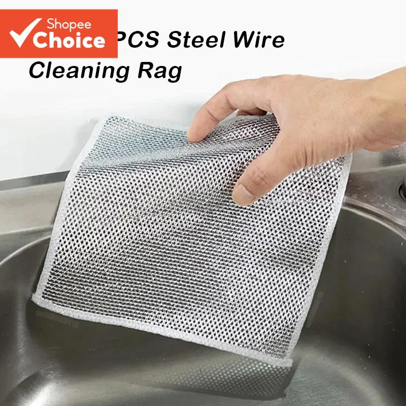 Kitchen Cleaning Cloth Reusable Steel Wire Cleaning Rag Non Stick Oil ...