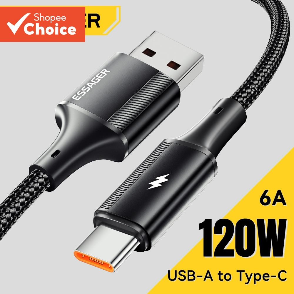 Essager 120W Usb Type C Cable For xiaomi 6A Fast Charging Cord | Shopee ...