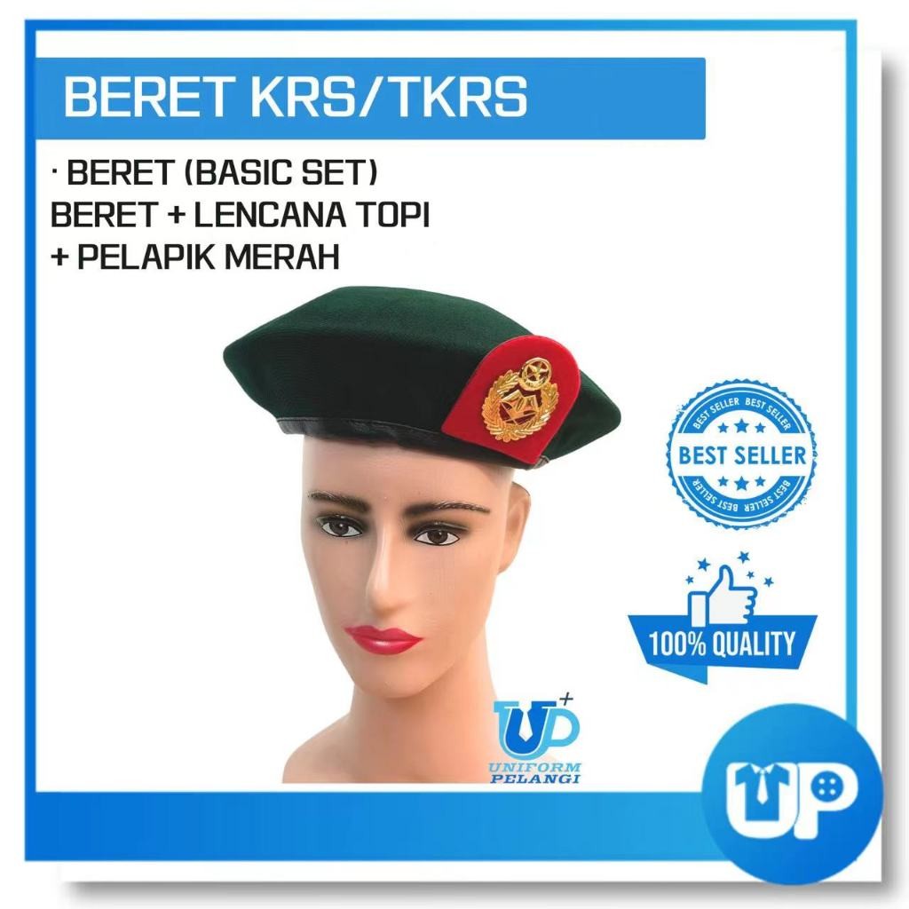 Beret KRS TKRS Hijau Kadet Kadet Remaja Topi Kosong / Beret Set Beret ...