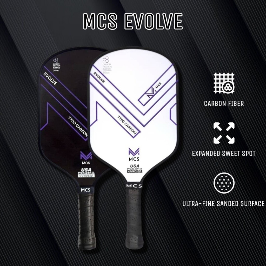 MCS EVOLVE T700 Carbon Fiber Pickleball Paddle Lightweight & Balanced Wider Hitting Area USAPA ...