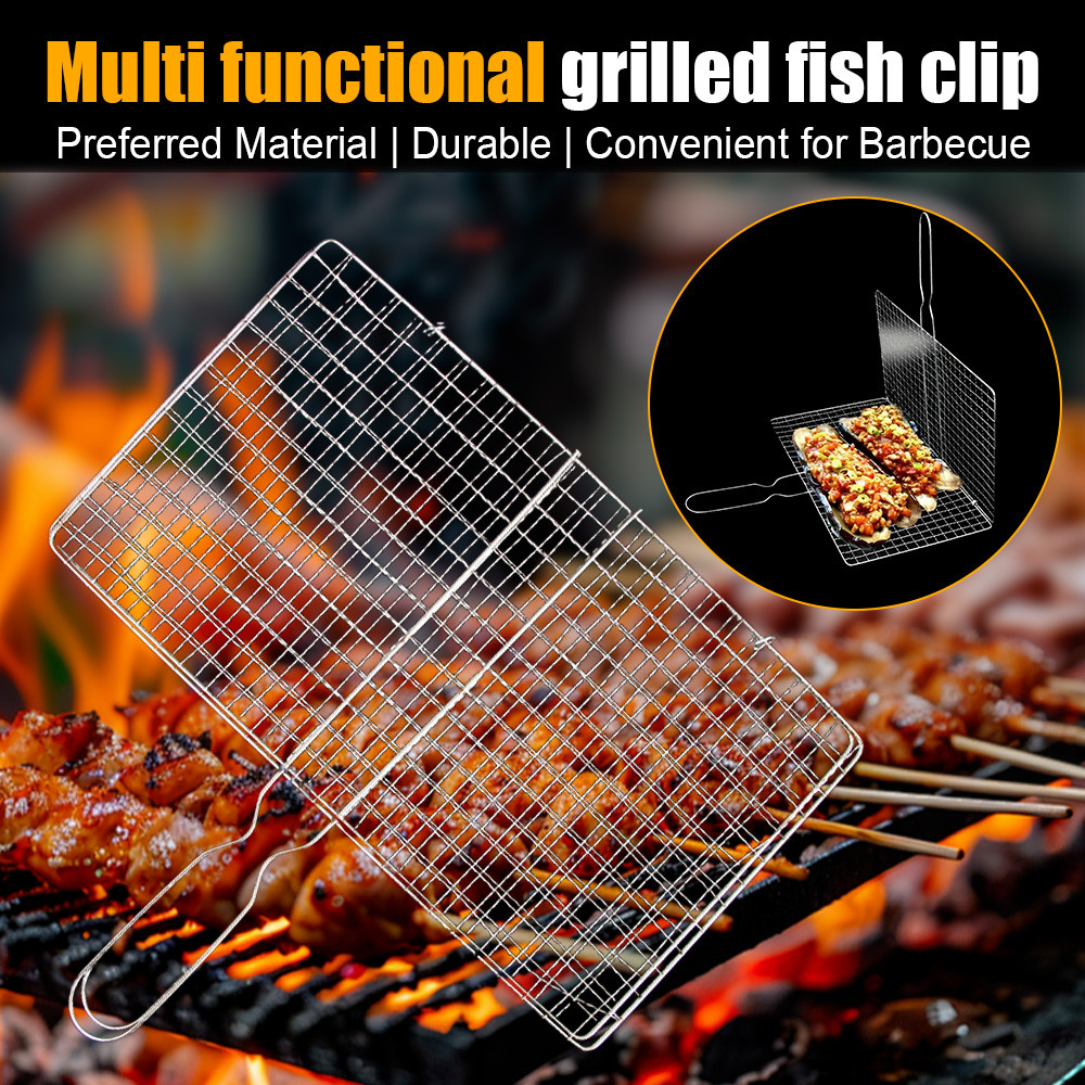 Stainless Steel Fish Tongs Vegetable Tongs Barbecue Tongs Barbecue Net ...