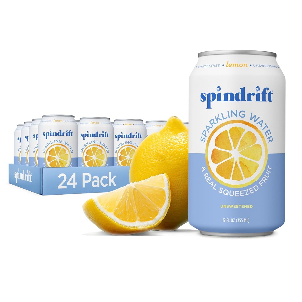 Air Berkilauan Spindrift, Berperisa Lemon, Dibuat dengan Buah Perah ...