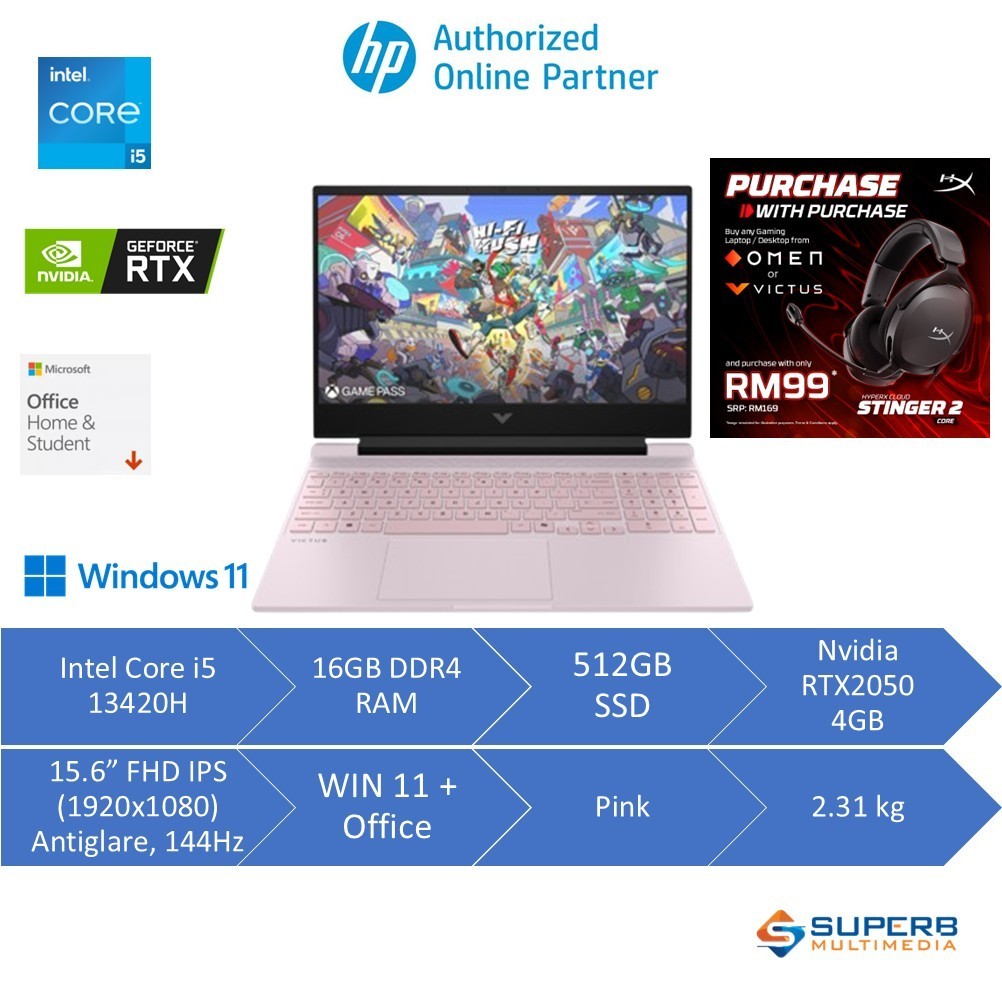HP Victus 15-fa2166TX Powder Pink (Intel Core I5-13420H/16GB DDR4 RAM ...