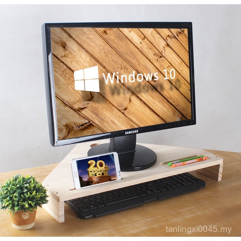 Solid Wood Triangle Display Elevated Rack Corner Desktop Computer LCD ...