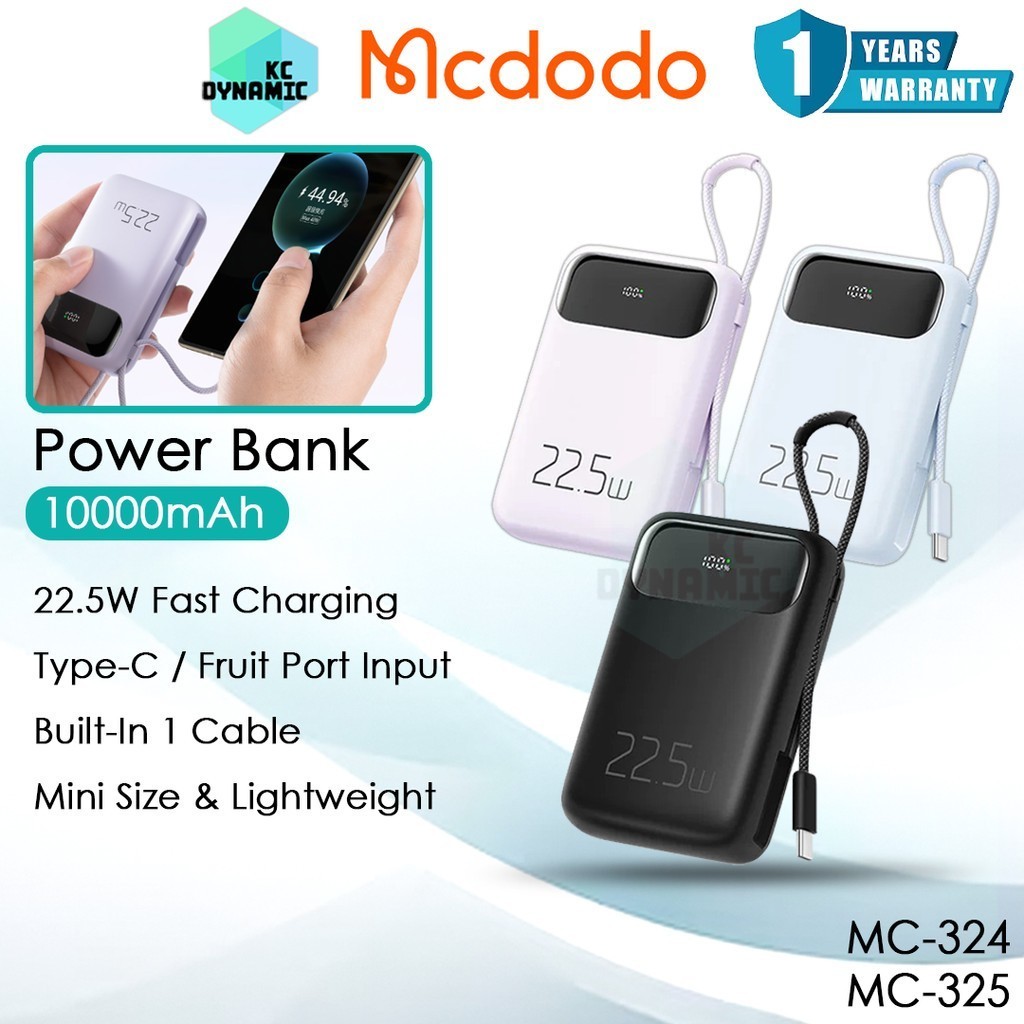 Mcdodo MC-324 10000mAh Powerbank Built In Cable Power Bank Mcdodo MC ...