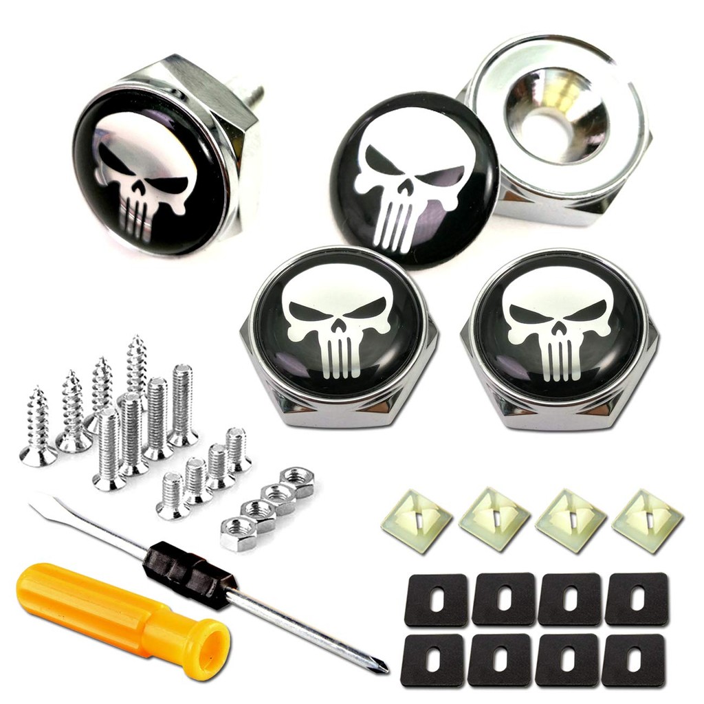 Aootf License Plate Screw Bolt Caps- Logo Billet Metal Car License ...