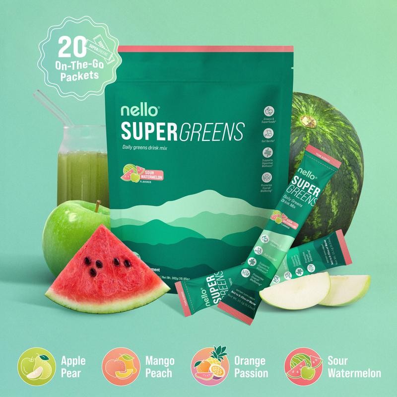 Nello Supergreens Premium Superfood Greens Drink Mix w/Chlorella ...