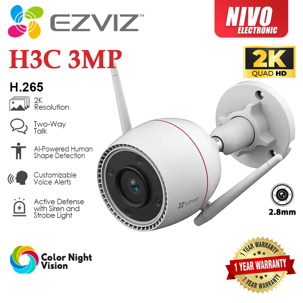 Ezviz H3C 2K 3MP 1296P Two Way Talk Color Night Vision Wireless Wi-Fi ...