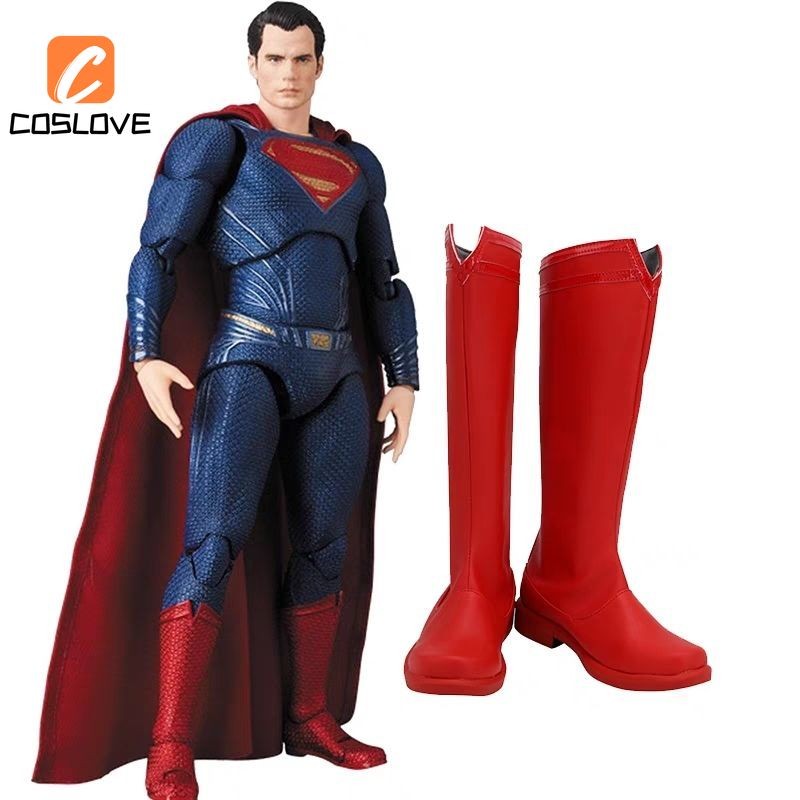 Superman Cosplay Shoes Red Boot Suit for Adult High Tube Shoes ...