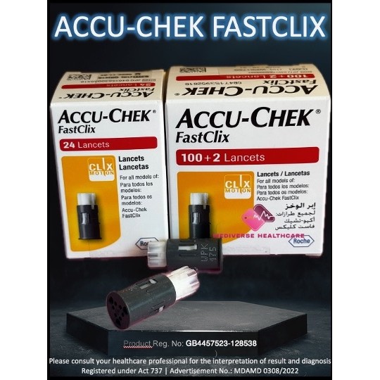 Accu-Chek Fastclix Lancets 102's Accuchek Accu-check Accucheck Fast ...