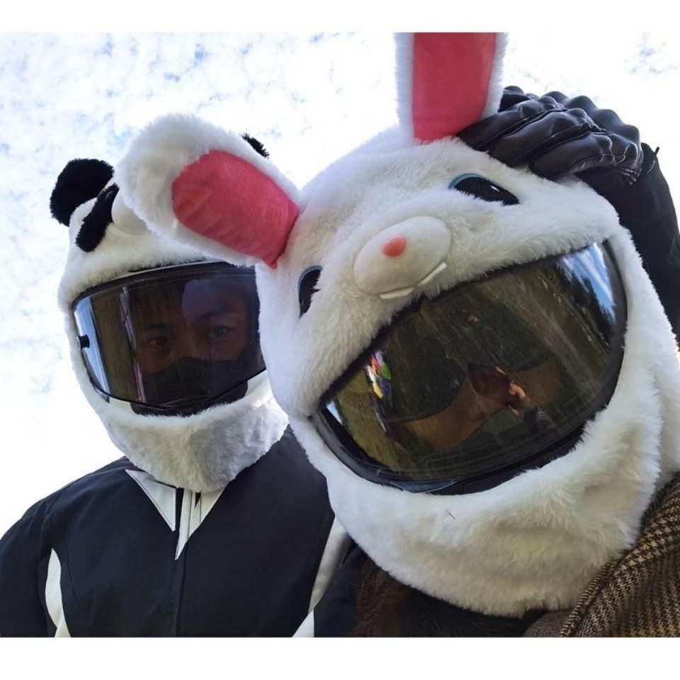 Helmet Cover Cute Cartoon Head Scratch-resistant Plush Cover Motorcycle ...