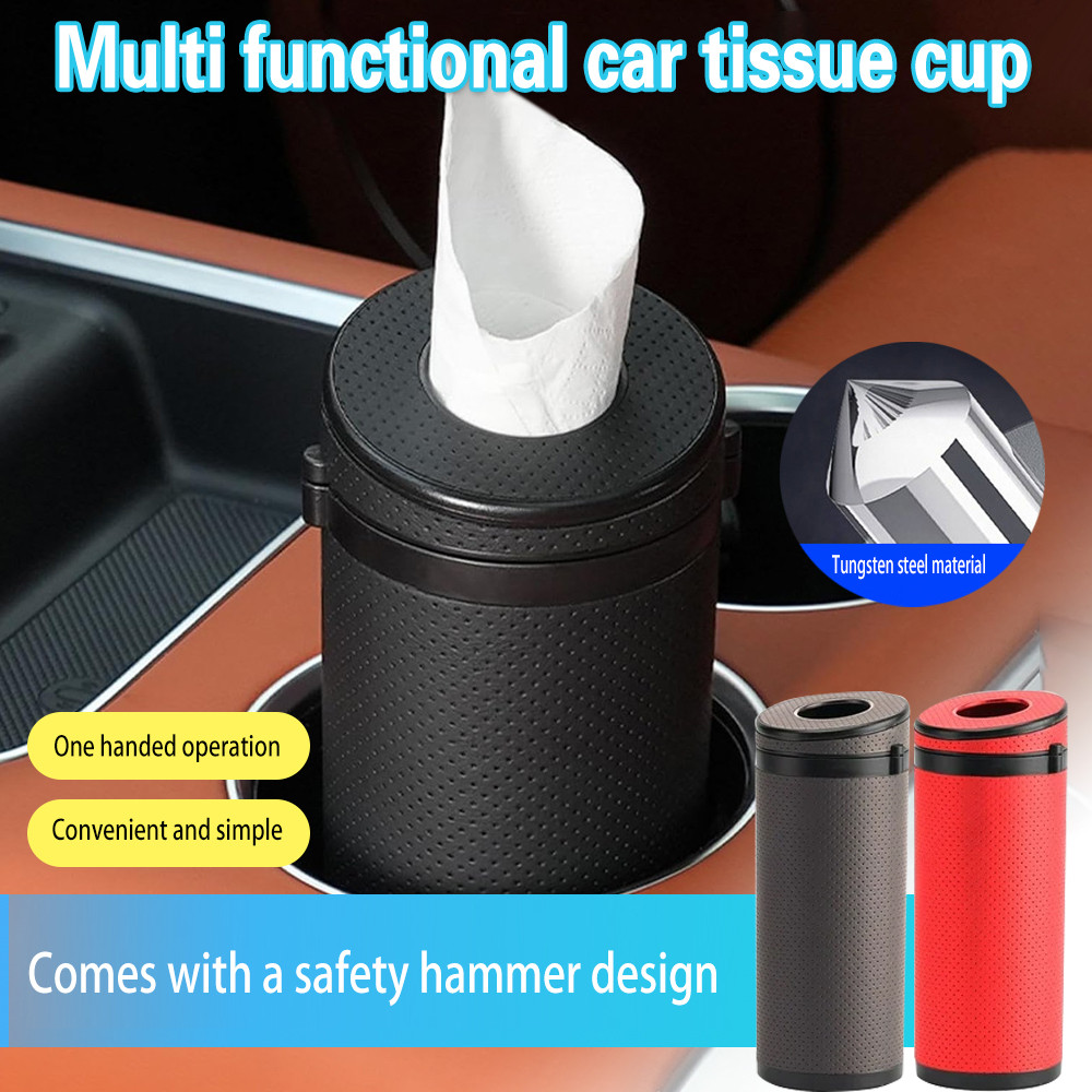 Car Tissue Box Multifunction Paper Storage Box Durable Round Tissue ...