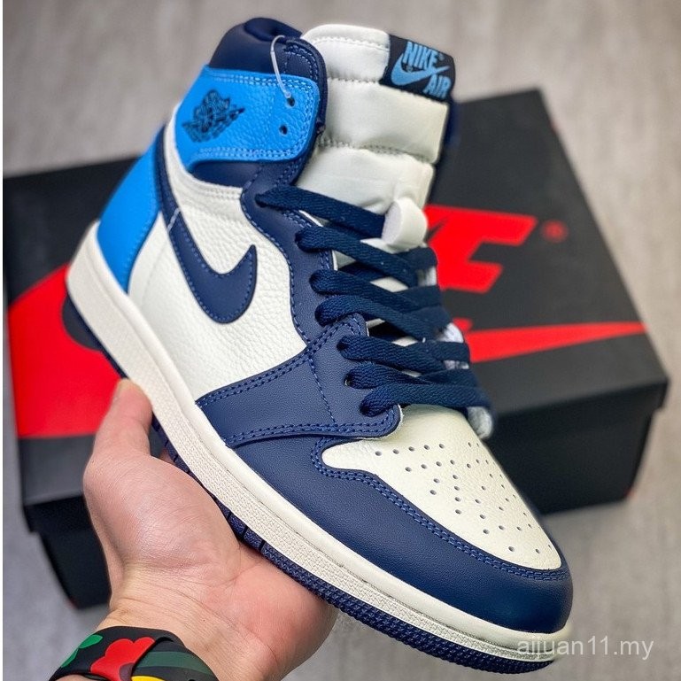 Air Jordan 1 Retro "Obsidian" high-top dark blue toe AJ1 sports ...