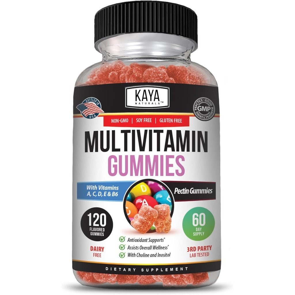 Kaya Naturals Adult Multi Vitamin Gummy, 120 Count, Biotin, Vitamin A ...
