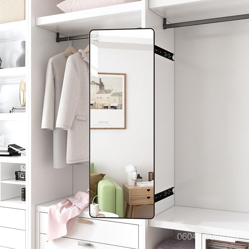 Household Closable Full Slide Rail Retractable Full-Body Mirror ...