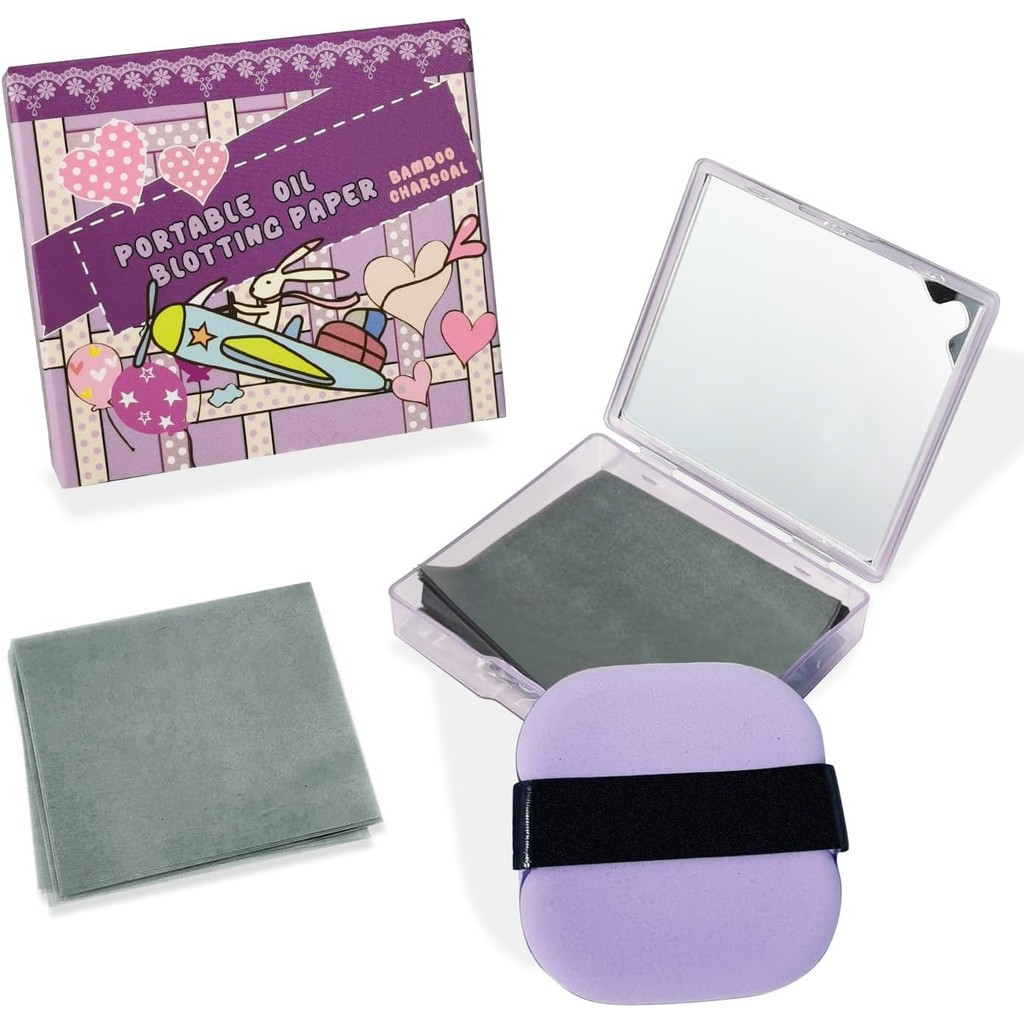 BOROLA 3-in-1 Bamboo Charcoal Oil Blotting Paper Set for Face 100 ...