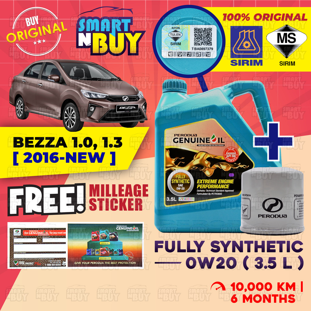 Perodua Engine Oil 0W20 Fully Synthetic Original Minyak Hitam Kereta ...