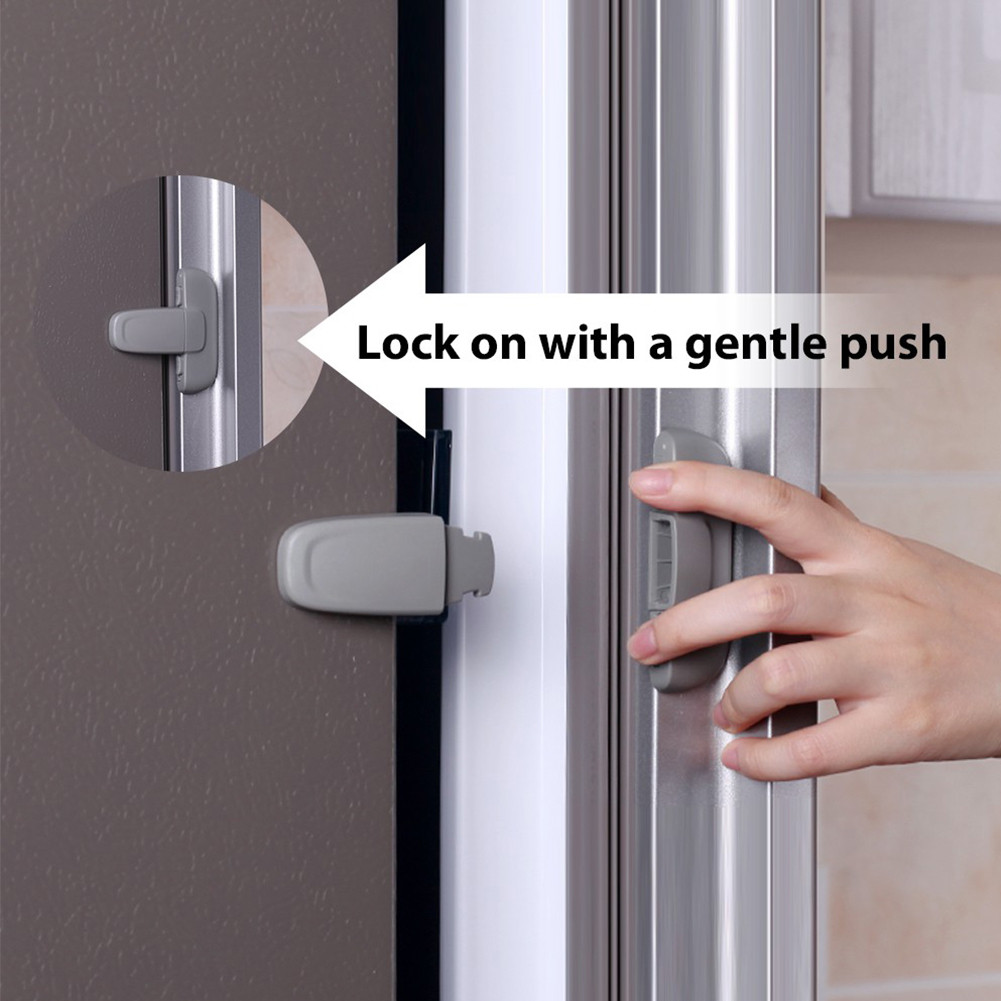 Double Button Fridge Safety Lock Self Adhesive One Handed Operation ...