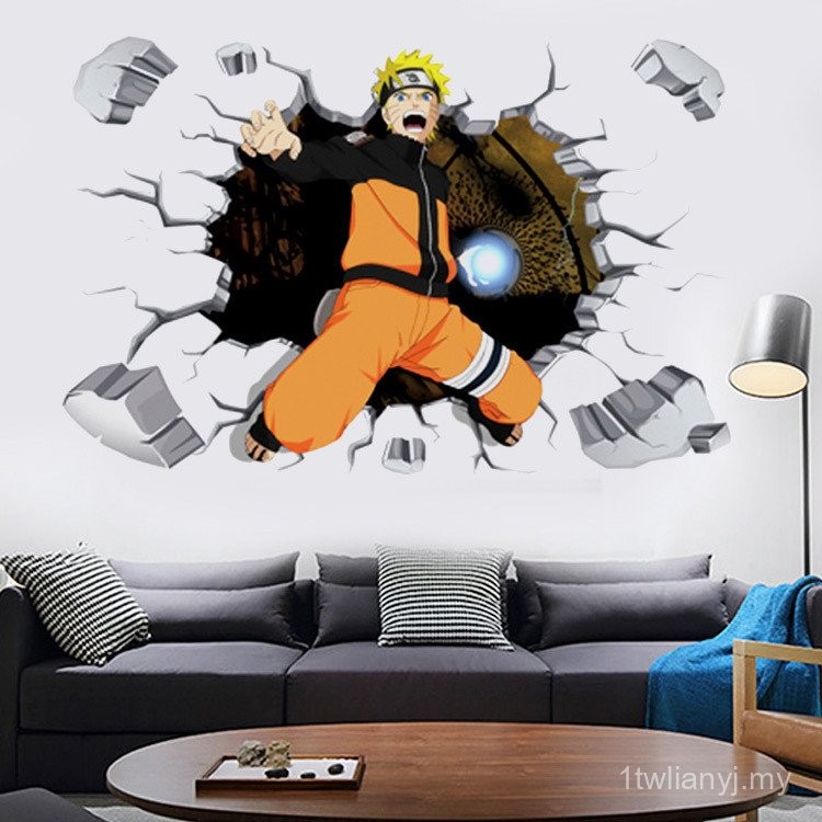 Naruto Naruto dan Sasuke Pelekat Dinding 3D Kartun Anime Bilik Kanak ...