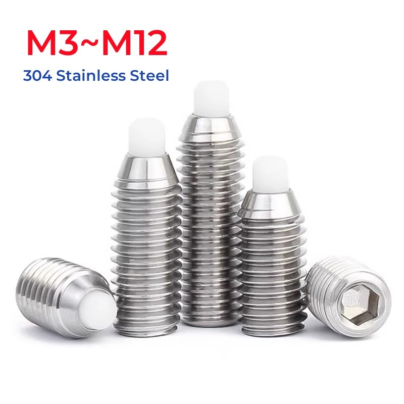 M3 M4 M5 M6 M8 M10 M12 304 Stainless Steel Wave Bead Set Screw POM Rubber Head Spring Ball Head ...