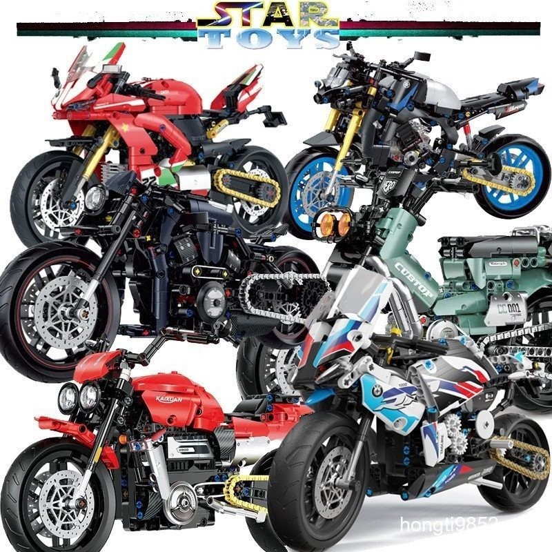 Technic BMW Motorcycle Building Block Set,1:8 Scale Harley BMW ...