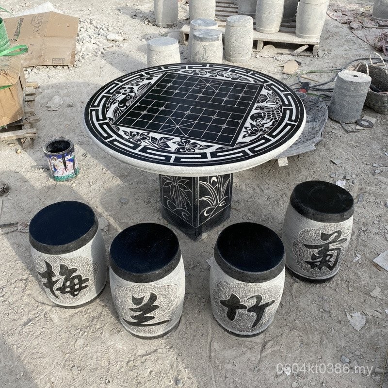Outdoor Square Table Courtyard Outdoor Stone Table Stone Table Chair ...