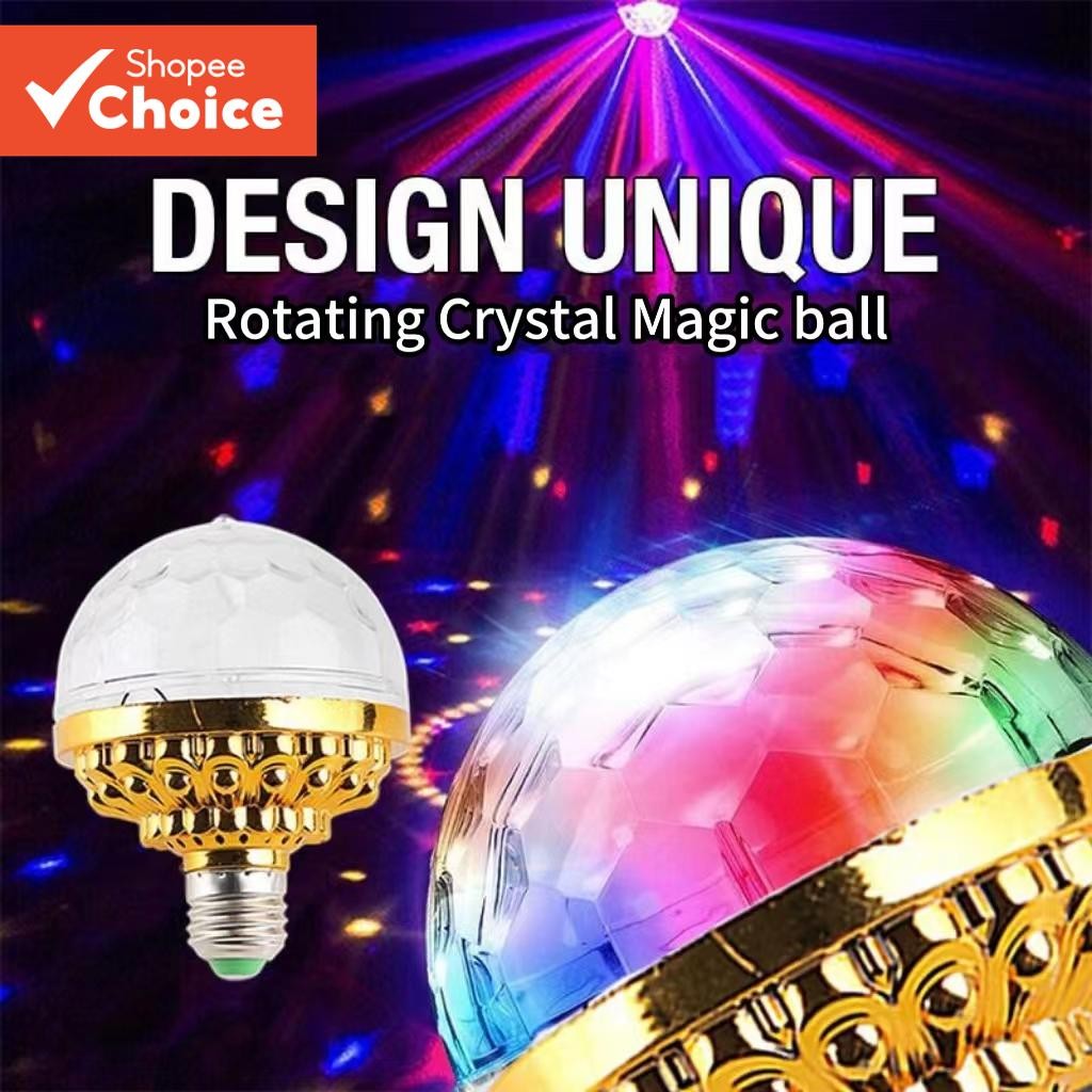 E27 Mini Rotating Crystal Magic Ball Light RGB Projection Lamp Party DJ Disco Ball Light For ...