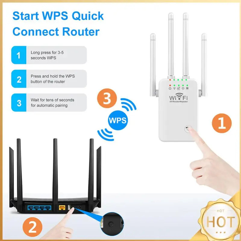 WiFi Extenders Signal Booster 2.4 GHz Wireless Internet Repeater Easy ...