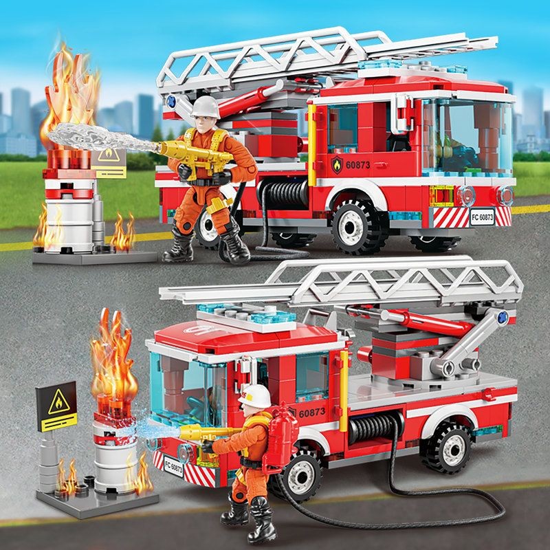 Compatible with LEGO City Series Ladder Fire Truck Chinese Building ...