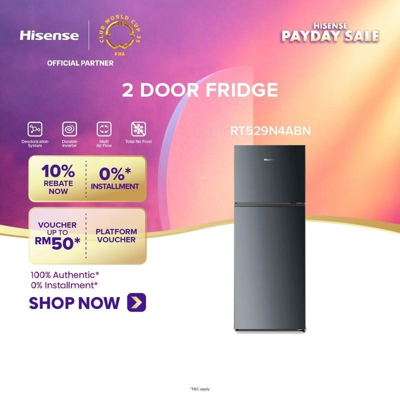 Hisense 500L 2 Door Inverter Refrigerator Black 4 Star Energy Saving ...