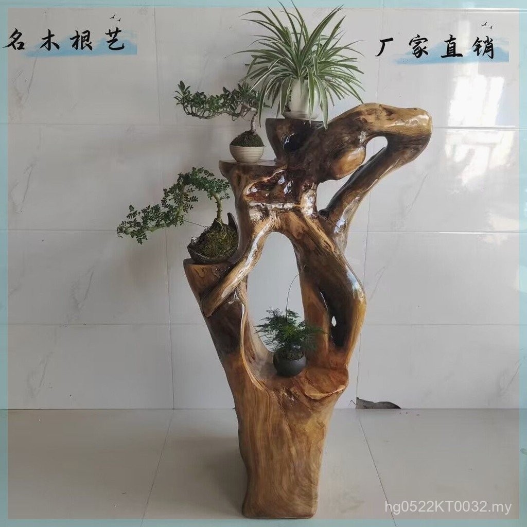 Multi-Layer Tree Root Bonsai Overall Shelf Flower Stand Living Room ...
