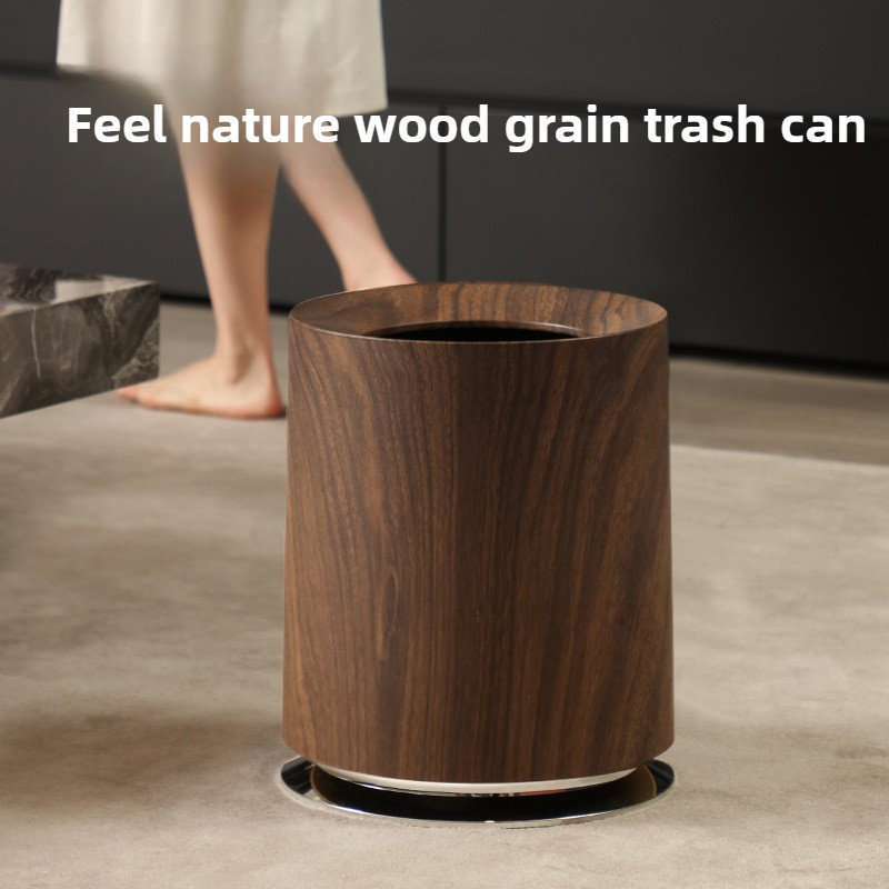 Wooden Trash Bin Bathroom Dustbin wood grain trash can Kitchen Trash ...