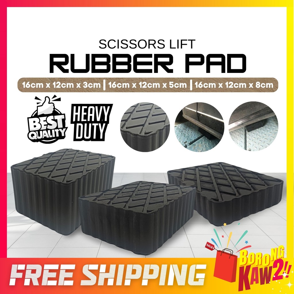 Scissor Lift Heavy Duty Rubber Pad (3cm)(5cm)(8cm) 16cm X 12cm Block ...