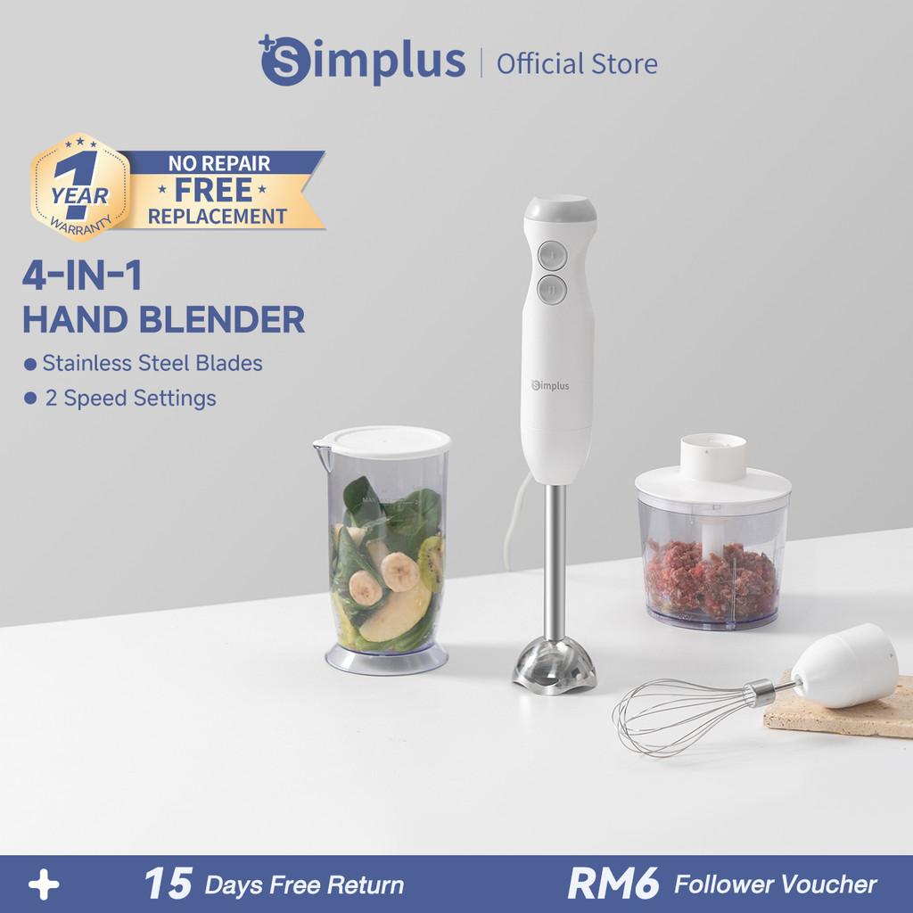 Simplus 4 In 1 Handheld Blender Multifunctional Mincer Dual Large Jugs ...