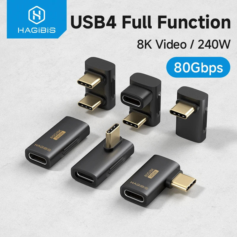 Hagibis USB4 v2.0 Thunderbolt 5 USB C to C Adapter 90 Degree Right Angle Converter 80Gbps Data ...