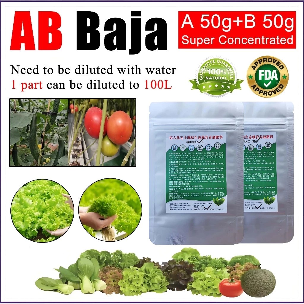 【Super Concentrated】Baja AB 100g Formula Fertigasi 100L Hidroponik ...