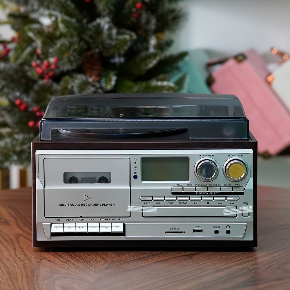 Vinyl Record Player Retro Gramophone Multifunctional CD Tape USB Built ...