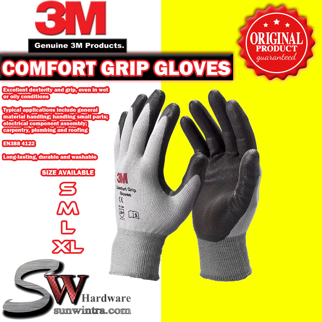 3M Comfort Grip Gloves - General Use #4122 | Shopee Malaysia