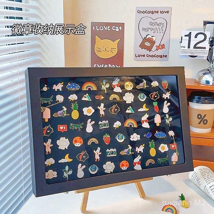Practical Badge Display Frame Metal Brooch Collection Storage Box Photo ...