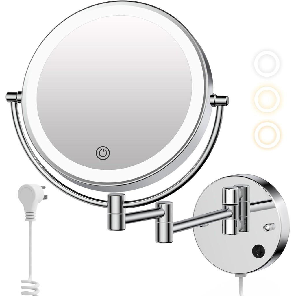 Wall Mounted Makeup Mirror with Lights, Magnifying Mirror 10X/1X Double ...