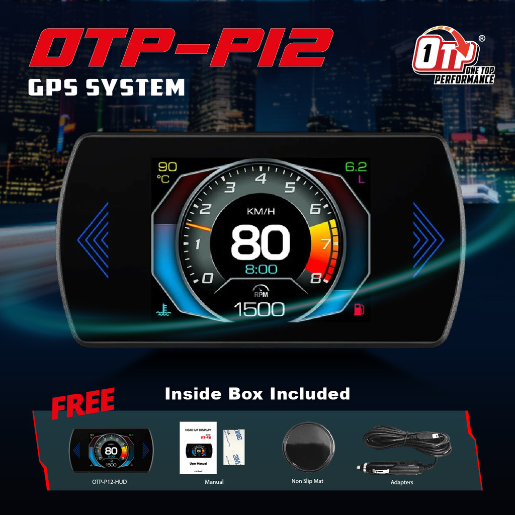 OTP-P12 OBD Meter Speedometer Gauge GPS HUD Water Temp Viva Myvi Lama ...