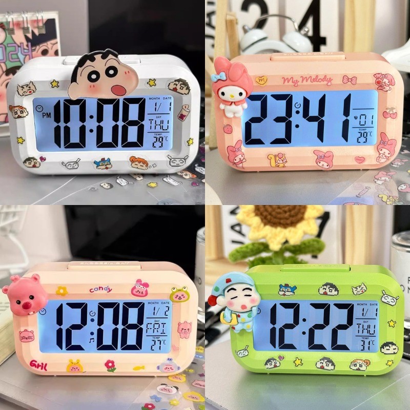 Cute Cartoon Mini Digital Alarm Clock Backlight Snooze Mute Calendar ...