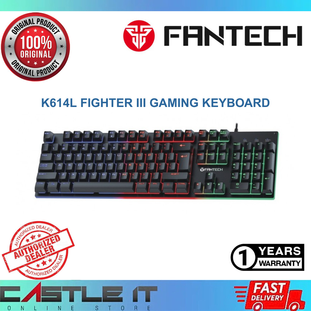 FANTECH K614L Fighter III Gaming Keyboard 104 Keys 3-Color LED 26-Key ...