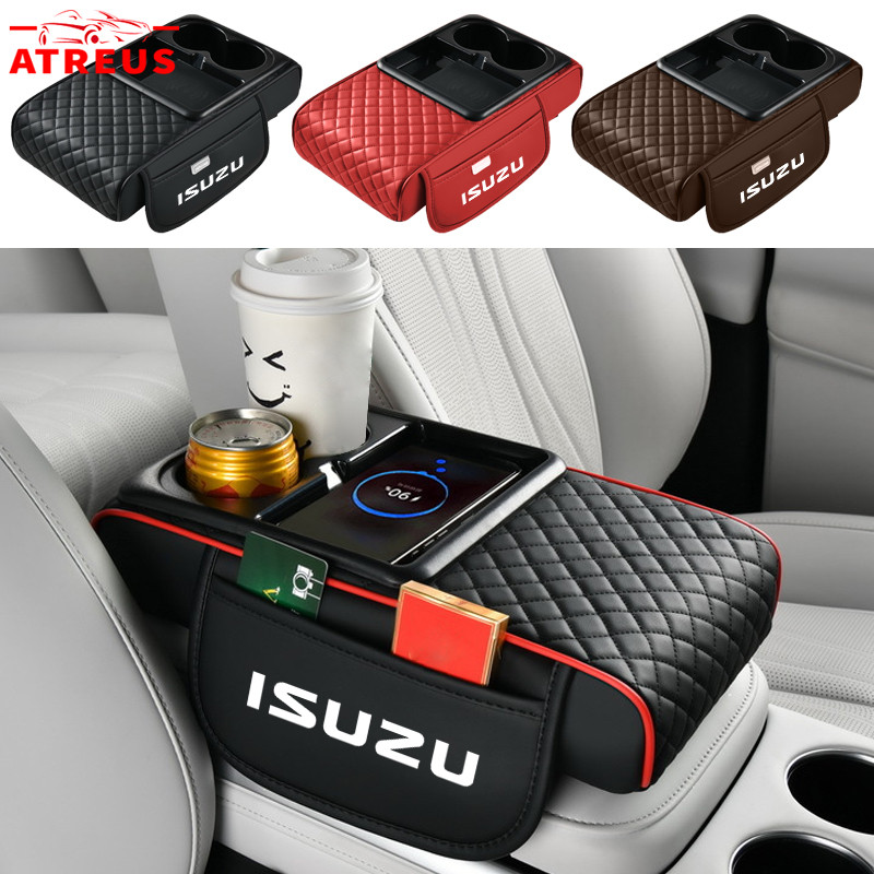 ISUZU Car Armrest Pad 6 IN 1 Leather Center Console Armrest Protection ...