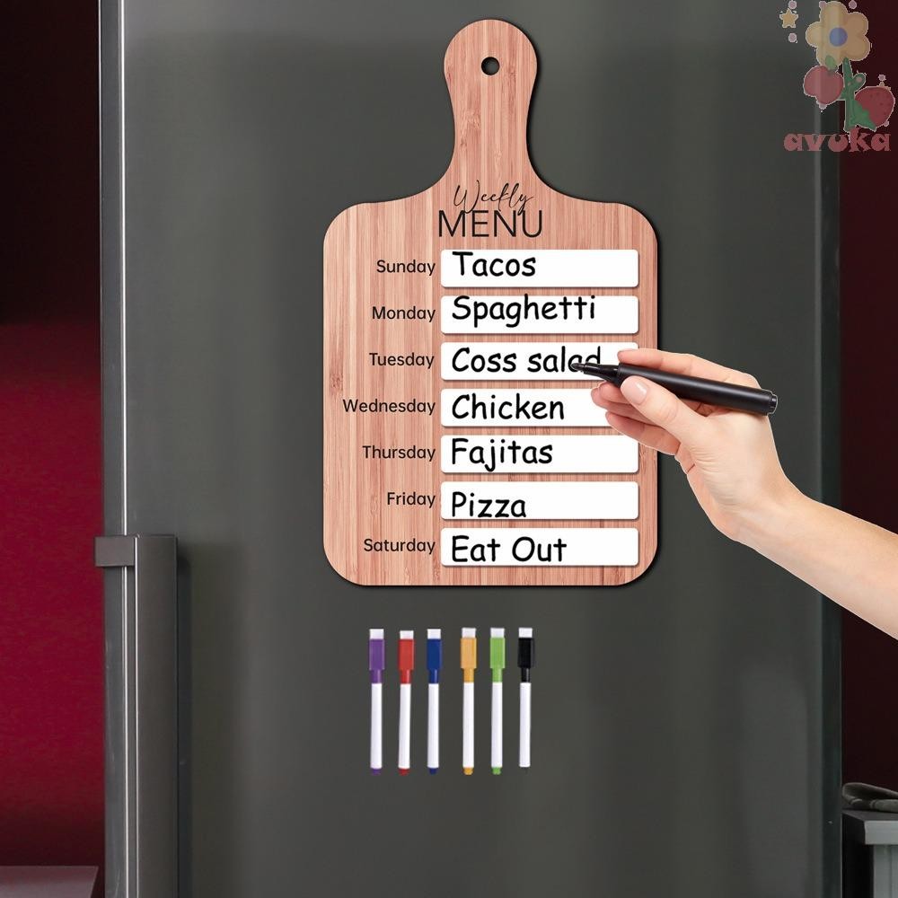 AVUKA Fridge Meal Planner, Magnetic with Pen Weekly Food Menu Board ...